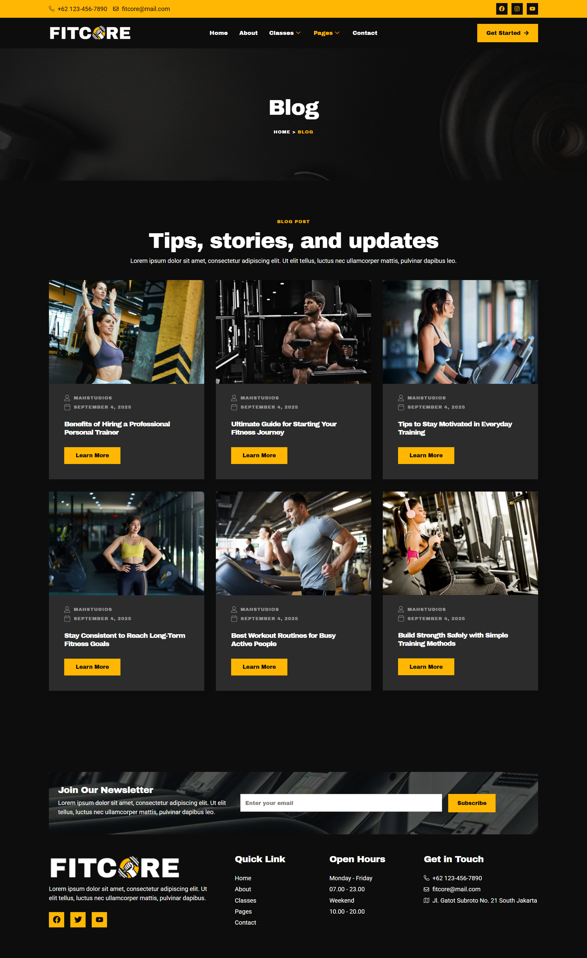 Fitcore - Gym & Fitness Center Elementor Template Kit by sparklethings